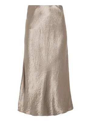 Max Mara Alessio Crinkled Satin Midi Skirt - Brass