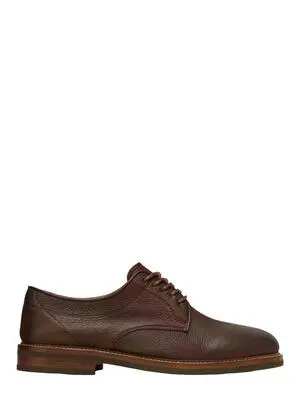 Brunello Cucinelli Lace-up Leather Derby Shoes - Brown