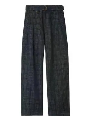 Burberry Checkered Straight Leg Jeans - Blue