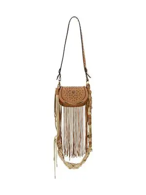 Roberto Cavalli Studded Fringe Shoulder Bag - Brown