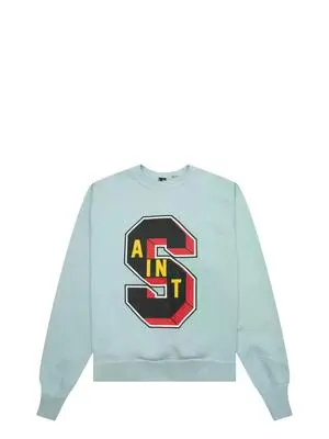 SAINT MXXXXXX Raglan-sleeve Cotton Sweatshirt - Blue