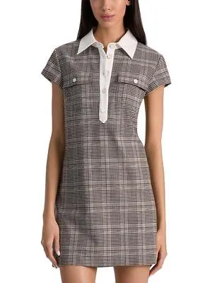 Alice + Olivia Darby Plaid Mini Dress - Dark Chocolate/off White