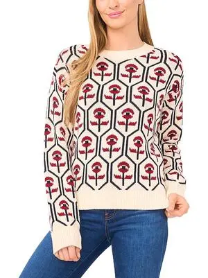 CECE DUPRAZ Flower Jacquard Sweater - Buttercream
