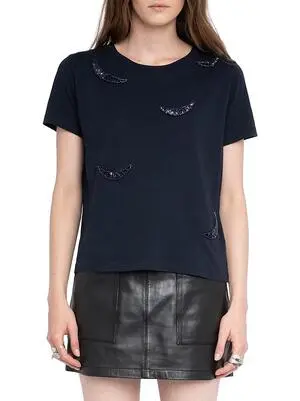 Zadig&Voltaire Alys Hc Embroidery Wings Top Encre