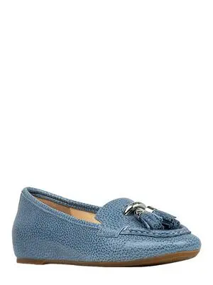 DONALD PLINER Loriel Leather Flats Blue