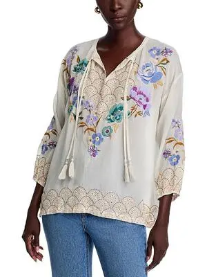Johnny Was Margot Embroidered Top - Ecru