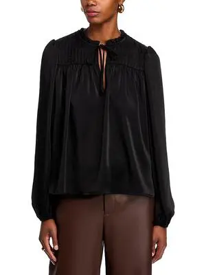 WAYF Anastasia Long Sleeve Blouse - Black