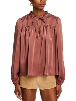 WAYF Anastasia Long Sleeve Blouse - Rose Mauve