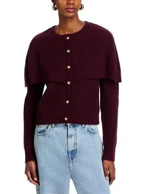 WAYF Penny Capelet Cardigan Sweater - Mahogany