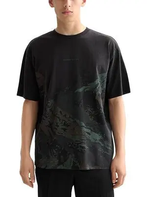 Scotch & Soda Loose Fit Over Dyed Graphic Tee - Meteorite