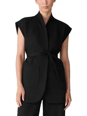 EILEEN FISHER High Neck Belted Vest