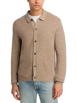 Madewell Merino Wool Tuck Stitch Button-down Sweater - Heather Brown