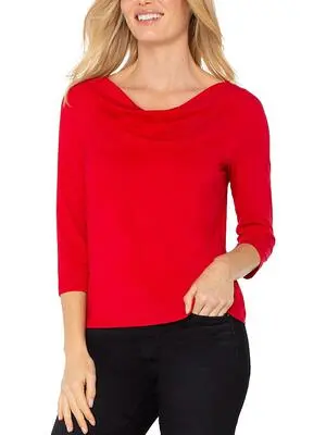 LIVERPOOL Cowl Neck Top - Tango Red