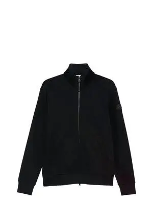 Moncler Zip-up Sweatshirt With Logo Patch - Black