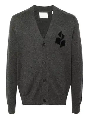 MARANT Logo-intarsia Cardigan - Grey