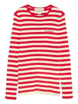 Valentino Garavani Striped Long-sleeve Top - Red