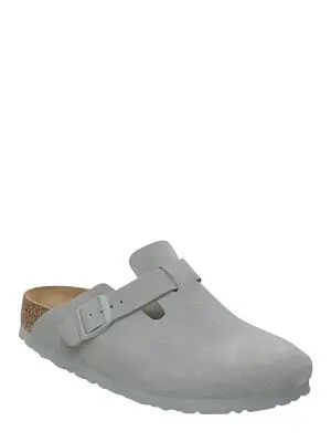 BIRKENSTOCK Boston Suede Leather Clogs - Pure Sage