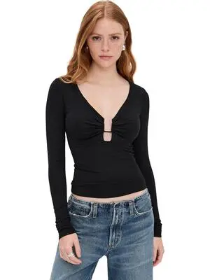 Good American Jersey U-wire Long Sleeve Top - Black001