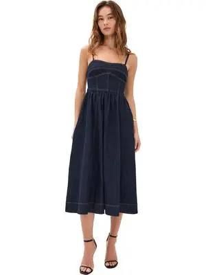 Susana Monaco Denim Corset Midi Dress - Dark Wash