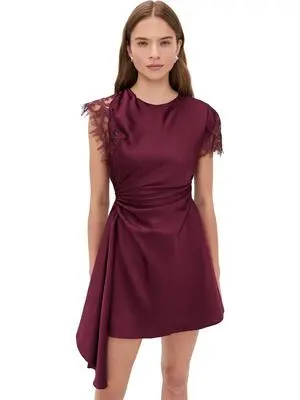AMUR Zina Ruched Mini Dress - Pinot Noir