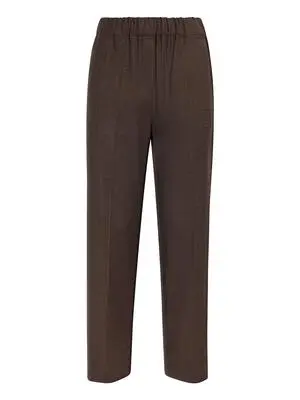 Max Mara Houndstooth Stretch-wool Trousers - Brown