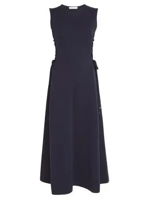 MAX MARA Virgin Wool Drawstring Midi Dress