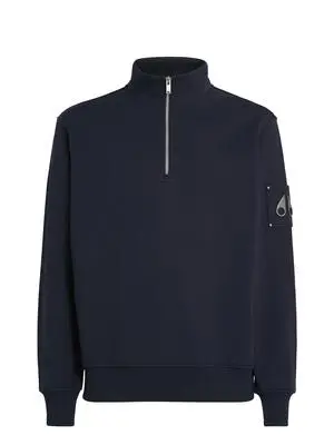 Moose Knuckles Cotton Hartsfield Quarter-zip Sweatshirt - Navy