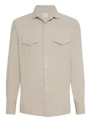 Brunello Cucinelli Cotton Western Shirt - Beige