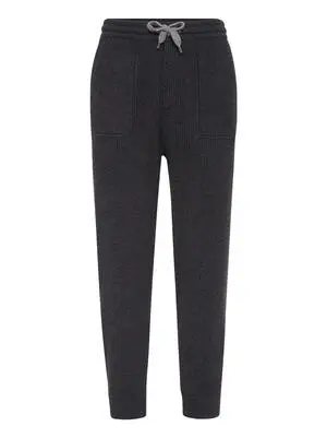 Brunello Cucinelli Cashmere Ribbed Sweatpants - Black