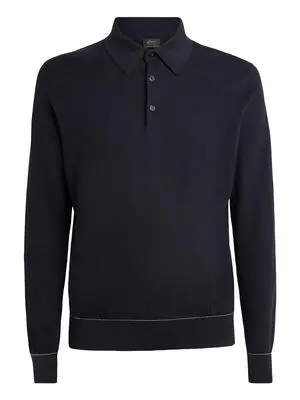 Brioni Cotton Contrast-stitch Polo Shirt - Blue