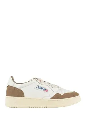 AUTRY Medalist Low Sneakers In Leather And Suede White, Brown