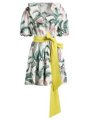 Maison Kitsuné Mini Floral Print Wrap Dress - White