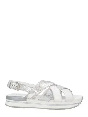 Hogan Leather Sandals - Silver