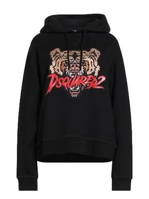 Dsquared2 Cotton Fleece Sweatshirt With Appliqués - Black
