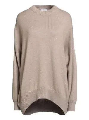 Brunello Cucinelli Crewneck Cashmere Blend Sweater - Beige