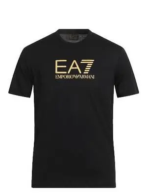 EA7 Man T-shirt Military Green Size S Cotton Black