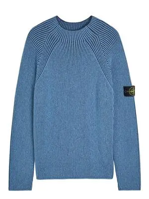 Stone Island Ribbed Knit Jumper - Blue