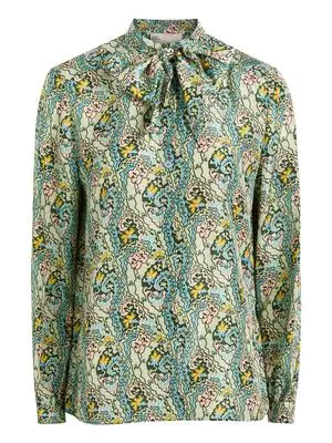 Tory Burch Printed Silk Blouse - Blue