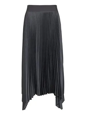 JOSEPH Plissé Satin Midi Skirt - Grey