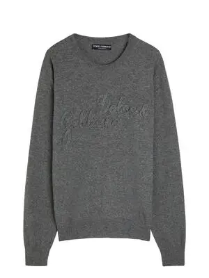 Dolce & Gabbana Logo-appliquéd Wool Sweatshirt - Anthracite
