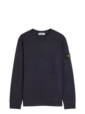 Stone Island Slubbed Cotton Sweatshirt With Logo Dark Blue