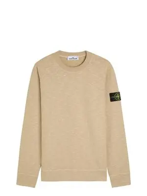 Stone Island Slubbed Cotton Sweatshirt With Logo Sand