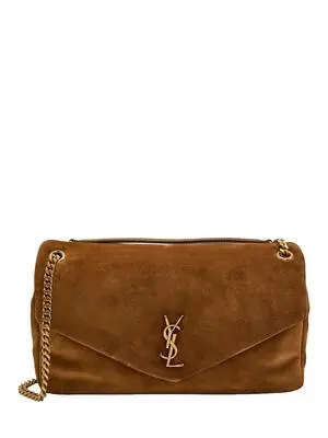 Saint Laurent Calypso Large Padded Suede Shoulder Bag - Brown