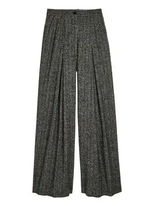 Dolce & Gabbana Striped Wide-leg Wool-blend Trousers - Grey