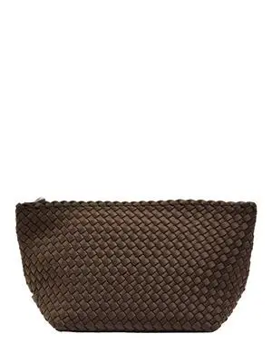 NAGHEDI Portofino Large Woven Nylon Pouch - Chocolate