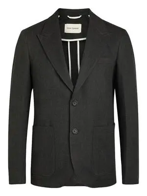 Oliver Peoples Mansfield Herringbone Cotton And Wool-blend Blazer - Grey