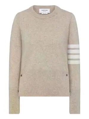 Thom Browne Shetland-wool 4-bar Jersey-stitch Sweater - Neutrals