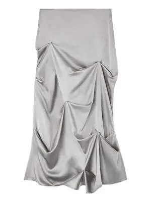 GANNI Asymmetrical-hem Draped Midi Skirt - Grey
