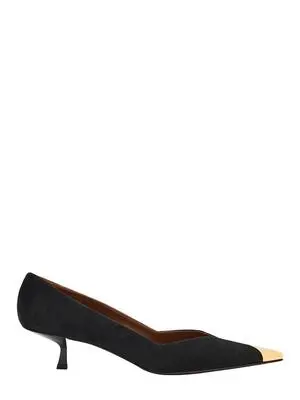GIUSEPPE ZANOTTI Suede Cap-toe Kitten Heel Pumps - Nero