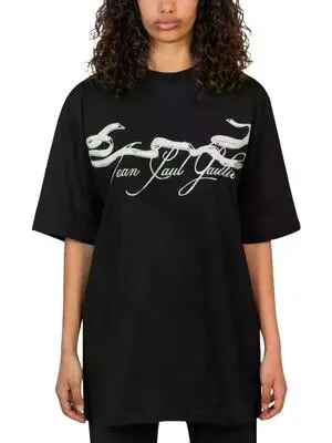 JEAN PAUL GAULTIER Ribbon-print Spray-effect T-shirt - Black
